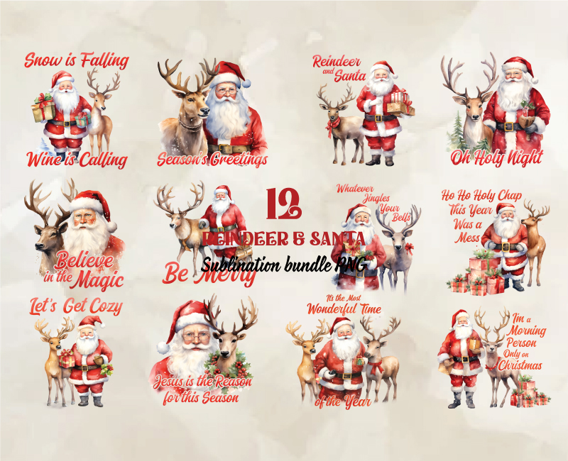 12 Reindeer Santa Png, Christian Christmas Svg, Christmas De - Inspire ...