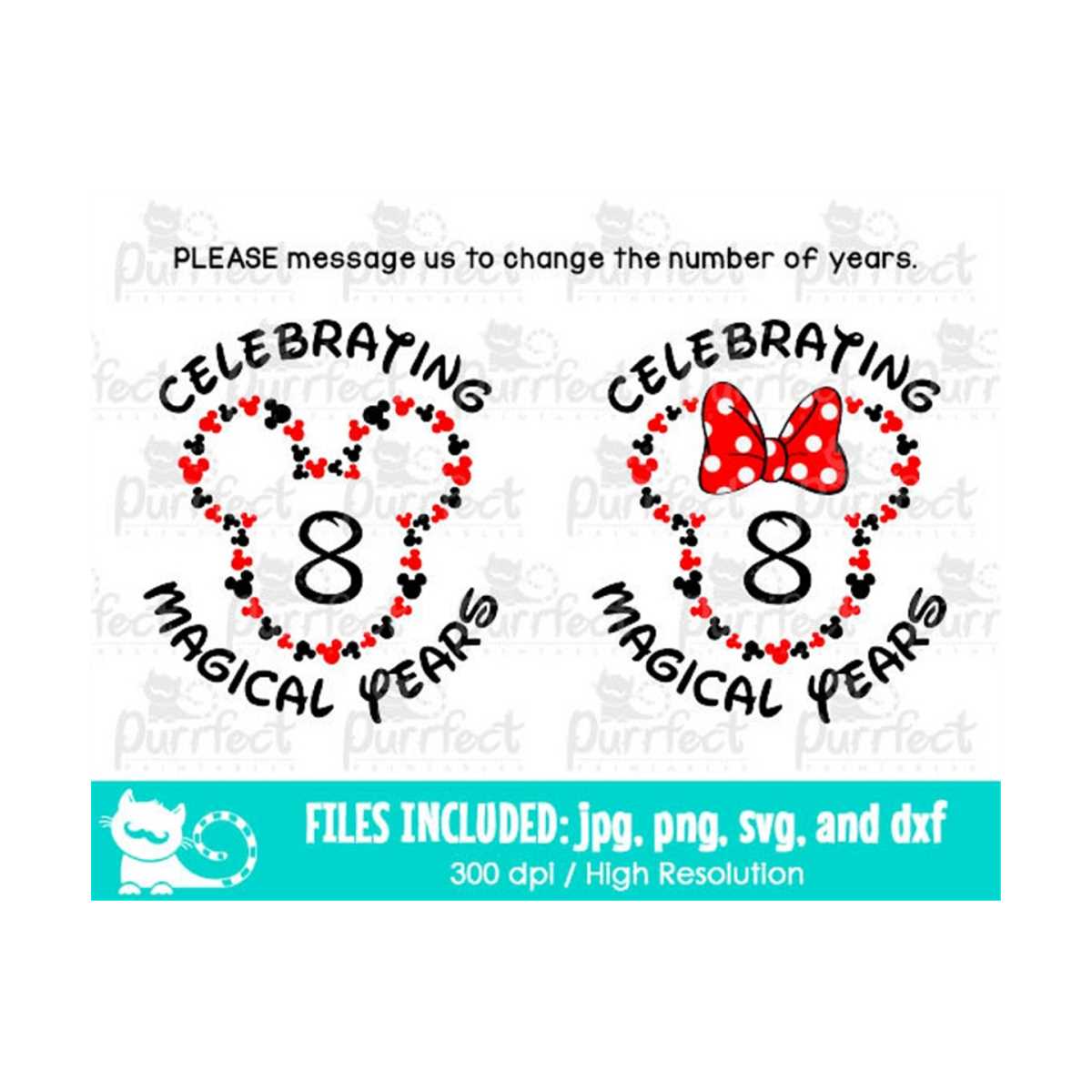 Cute Couple Mouse Celebrating Magical Years Custom Number SV | Inspire ...