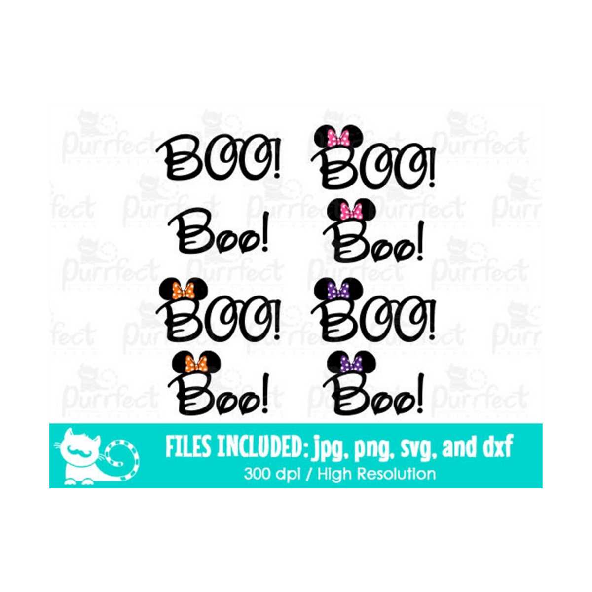 Mouse Boo Word Type Monogram SVG, Mouse Bow Cut File, Digita | Inspire ...