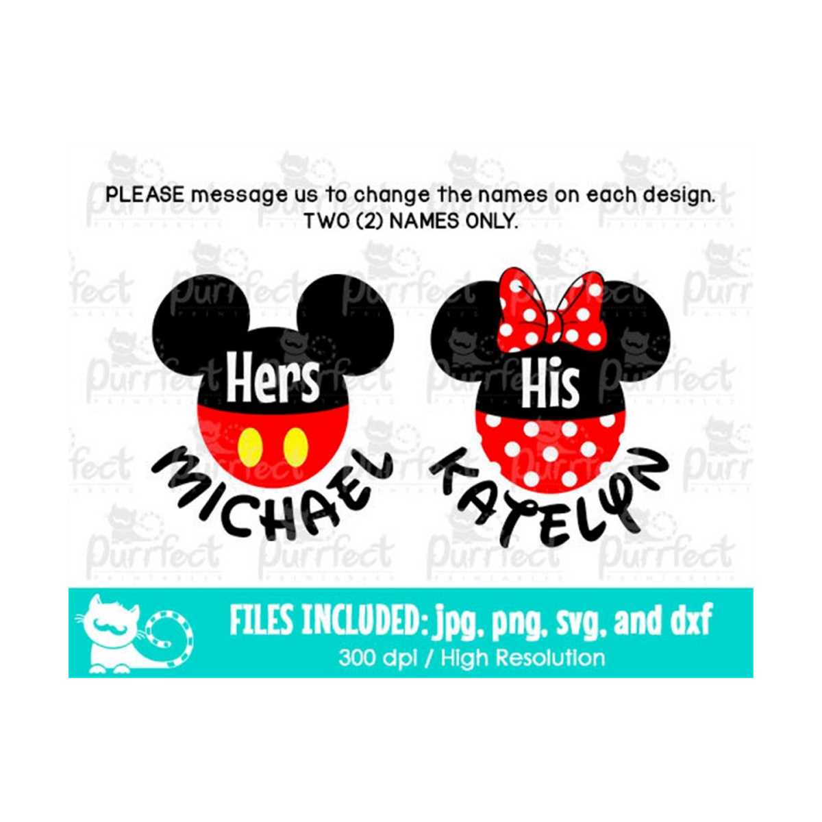 Couple Mouse Custom Name His And Hers SVG Bundle, Digital Cu | Inspire ...