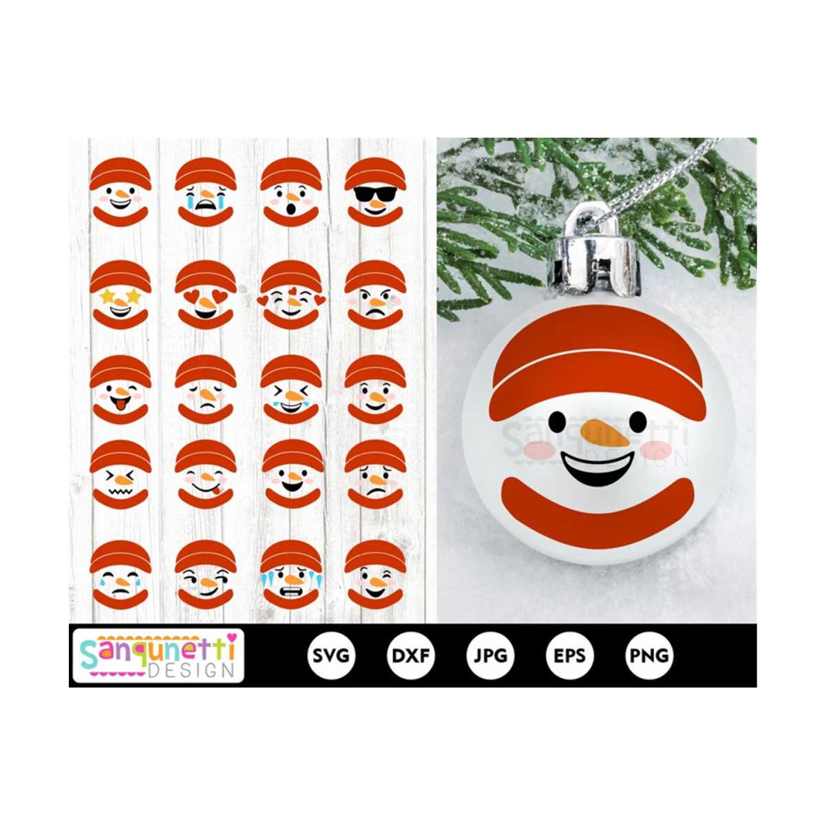 Snowman Faces SVG Bundle, Snowman ornaments Bundle, Snowman | Inspire ...
