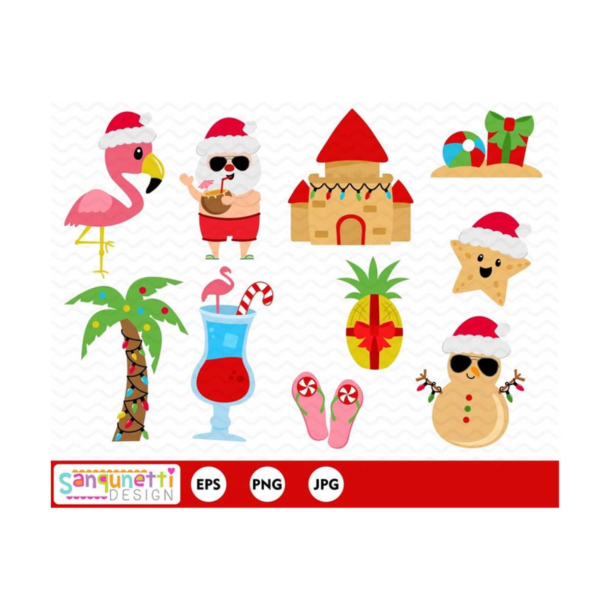 Tropical Beach Christmas clipart, holiday clip art graphics | Inspire ...