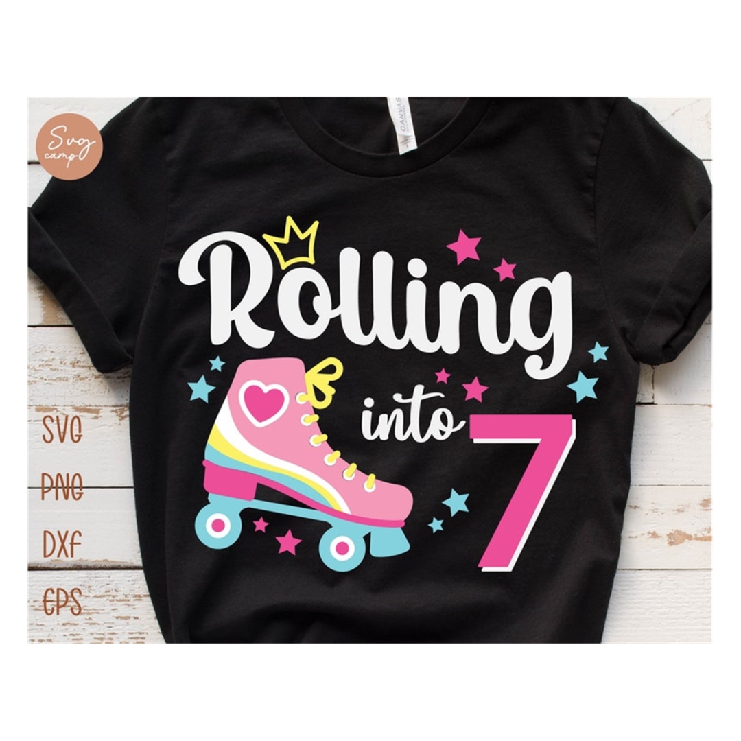 Rolling Into 7 svg, Birthday Roller Skates svg, 7th Birthday - Inspire ...