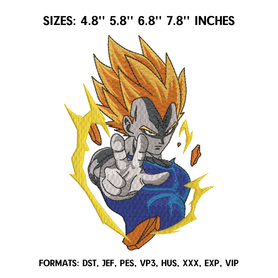 Vegeta Embroidery Design File, Dragon Ball Anime Embroidery | Inspire ...