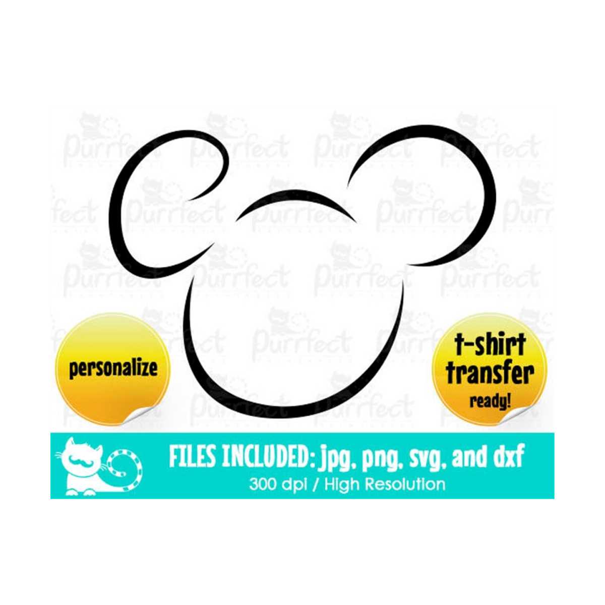 Mickey Head Outline Design SVG, Digital Cut Files in svg, dx | Inspire ...