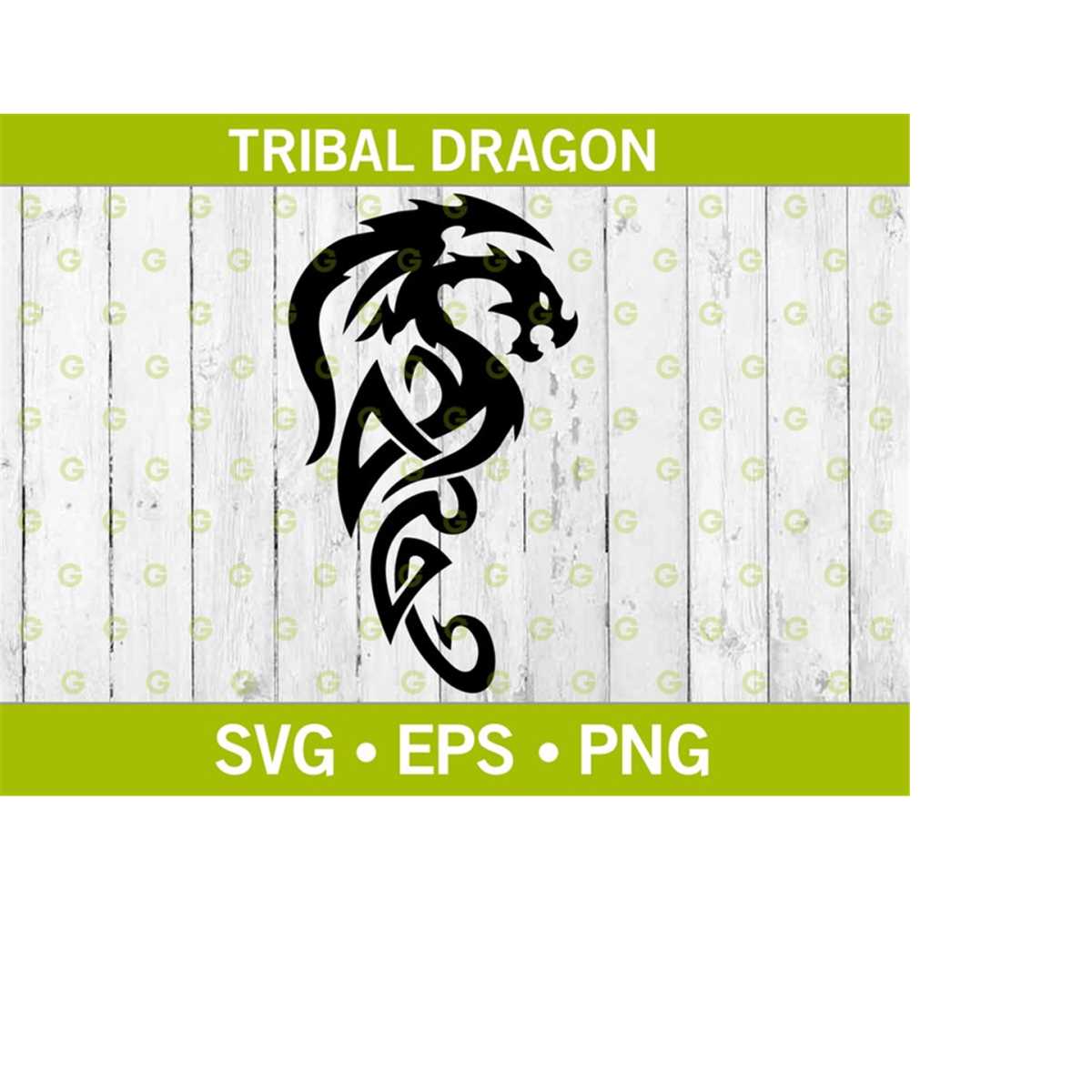 Tribal Dragon Silhouette SVG, Tribal Dragon Svg, Dragon Deca - Inspire ...