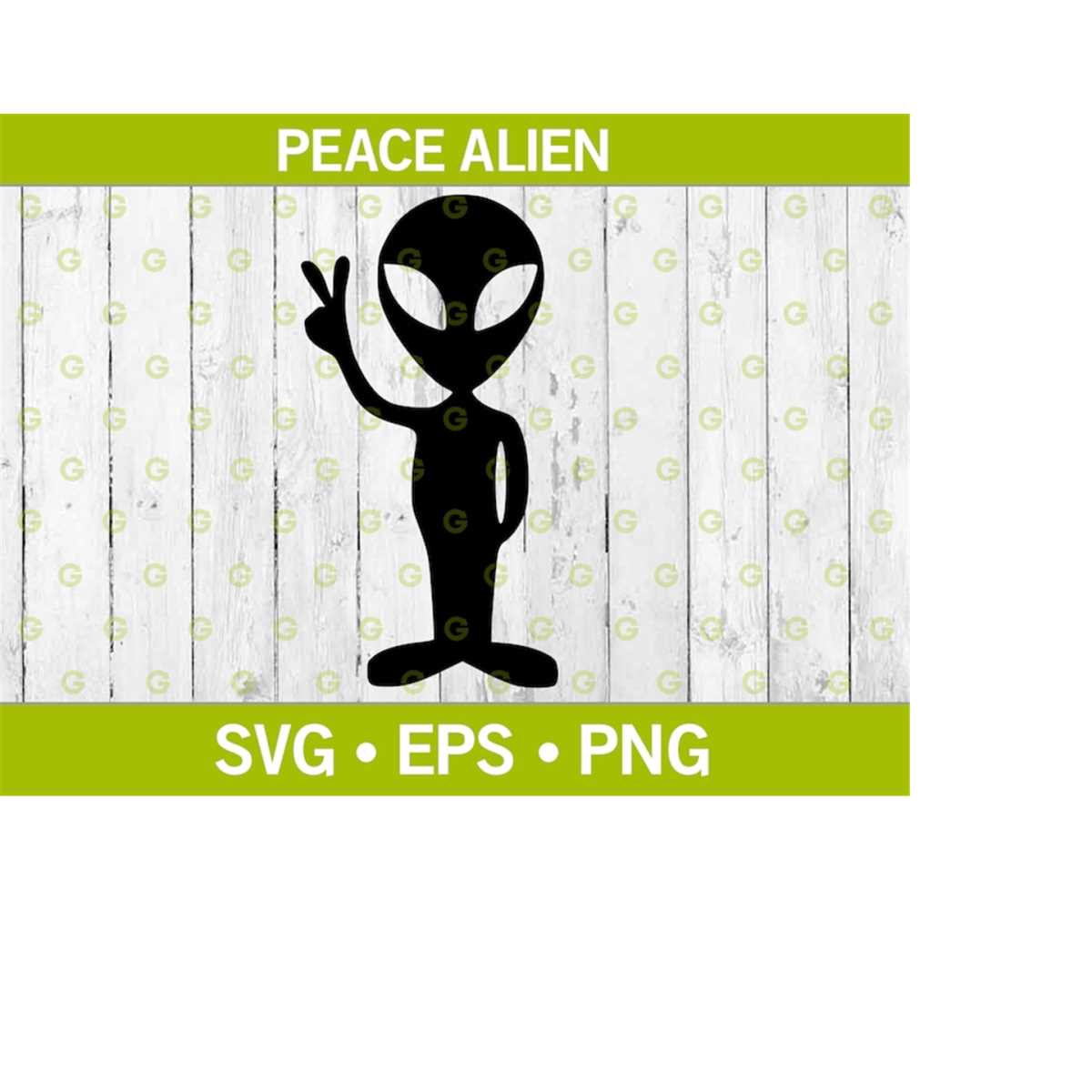 Alien with Peace Sign SVG, Space Alien Svg, UFO Alien Svg, P - Inspire ...