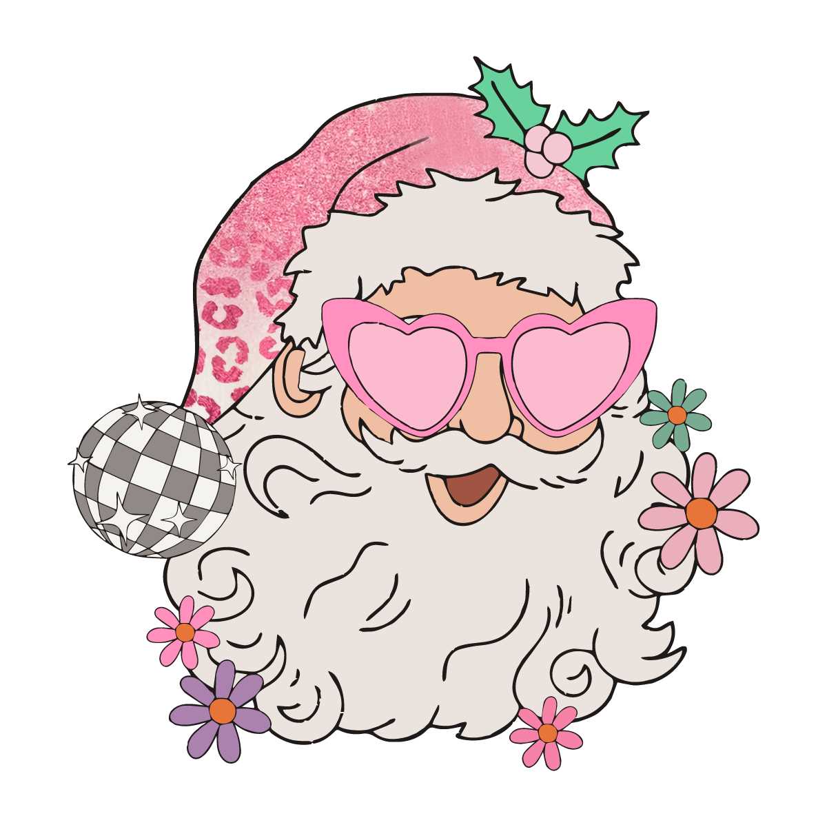 Funny Pink Disco Santa Claus PNG Sublimation Download | Inspire Uplift
