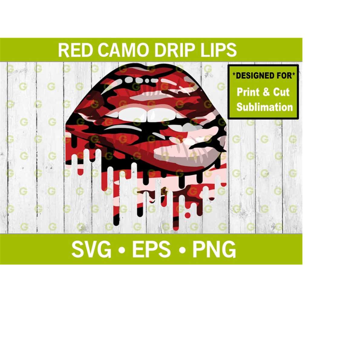 Dripping Lips SVG Red Camo Drip Lips SVG Biting Lips SVG - - Inspire Uplift