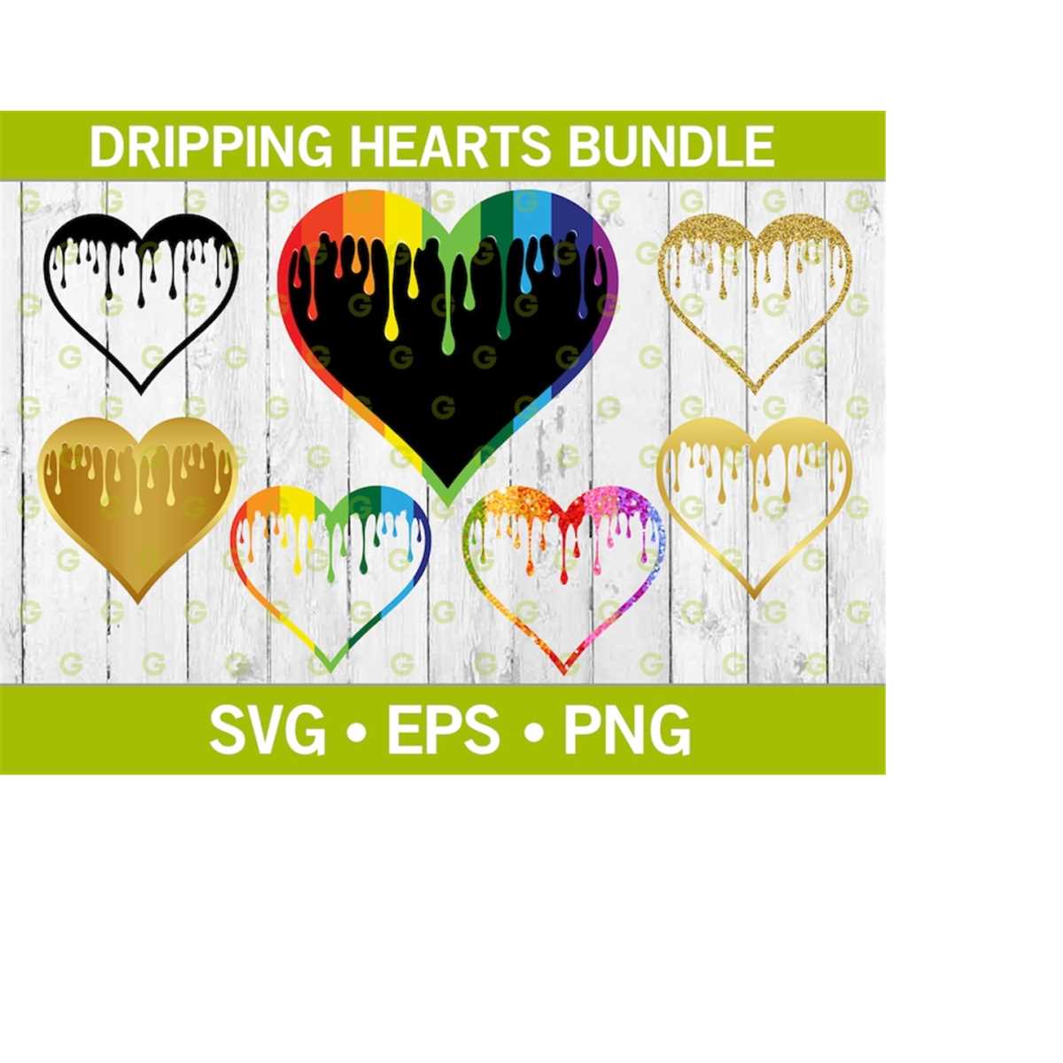 Dripping Hearts SVG Bundle, Valentines Day Svg, Hearts Svg, | Inspire ...