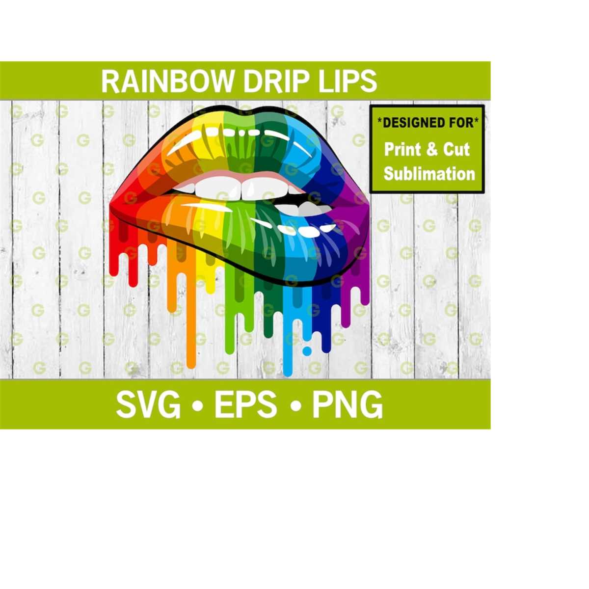 Fashion Rainbow Dripping Lips SVG, Drip Lips SVG, Biting Lip - Inspire ...