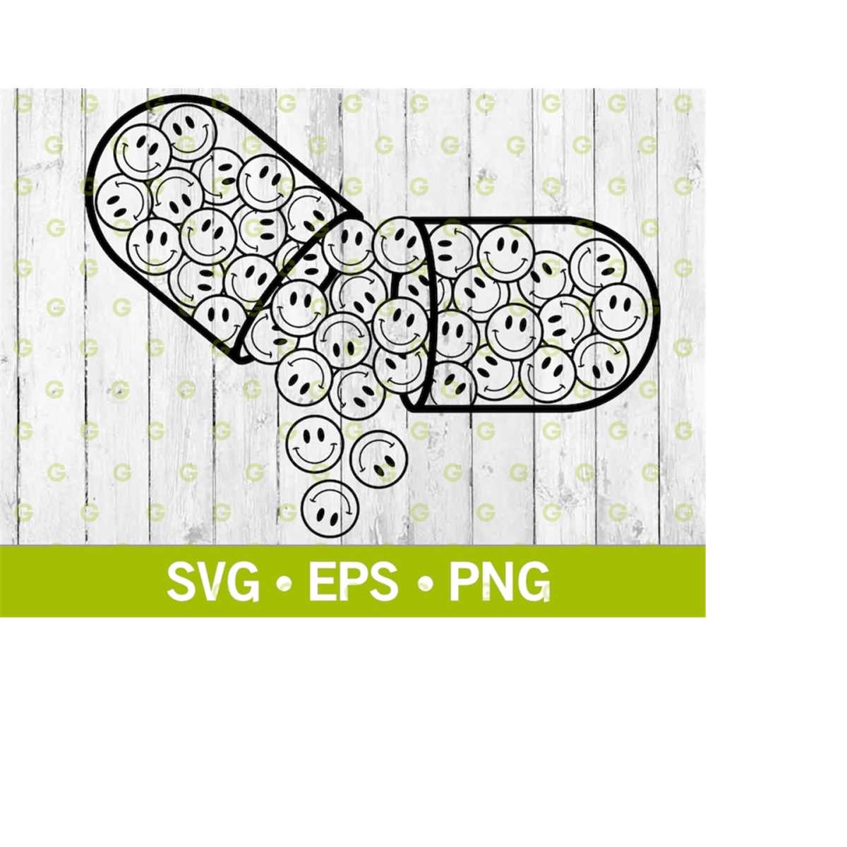 Happy Pill Smile Emoji Svg, Happy Svg, Smile Svg, Anxiety De - Inspire ...