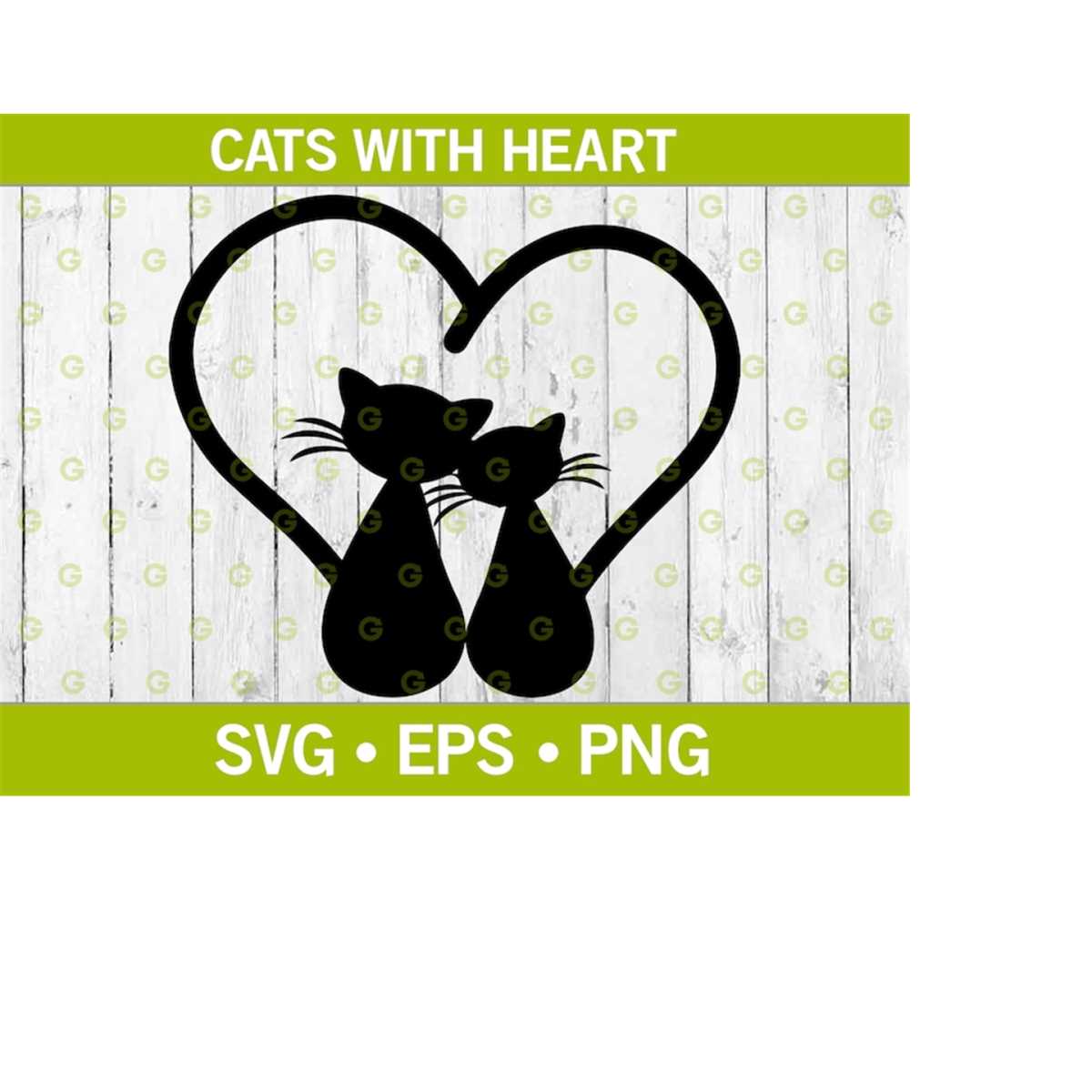 Two Cats and Heart SVG, Cat Heart SVG, Kitten Heart SVG, Ani - Inspire ...