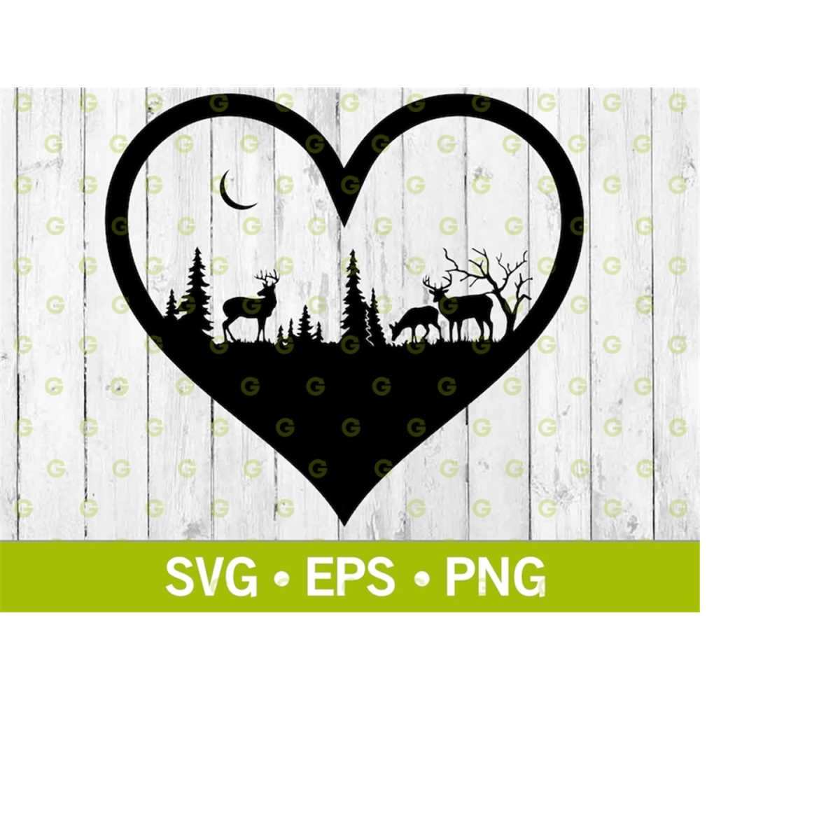 Wilderness Animal Scenic Love Heart SVG, Hunting at Night Sv | Inspire ...