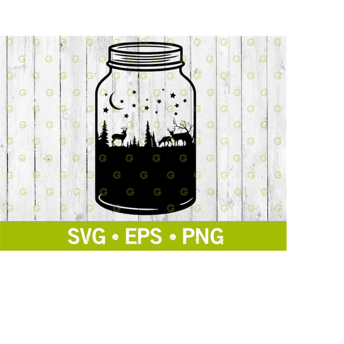 Wilderness Starry Night Mason Jar SVG, Nature Scenery SVG, S - Inspire ...