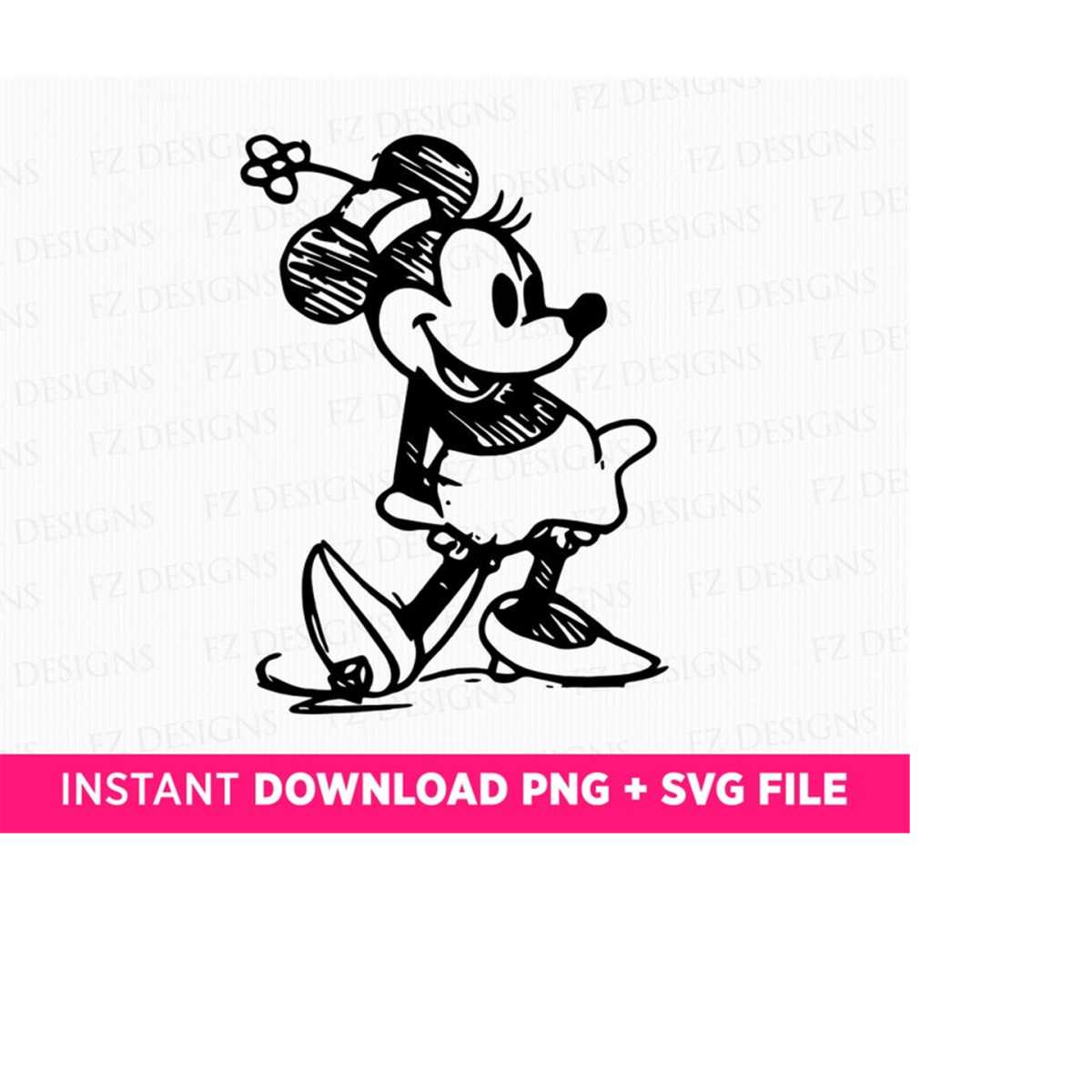 Miss Mouse Sketch Svg, Classic Miss Mouse Svg, Family Vacati - Inspire ...