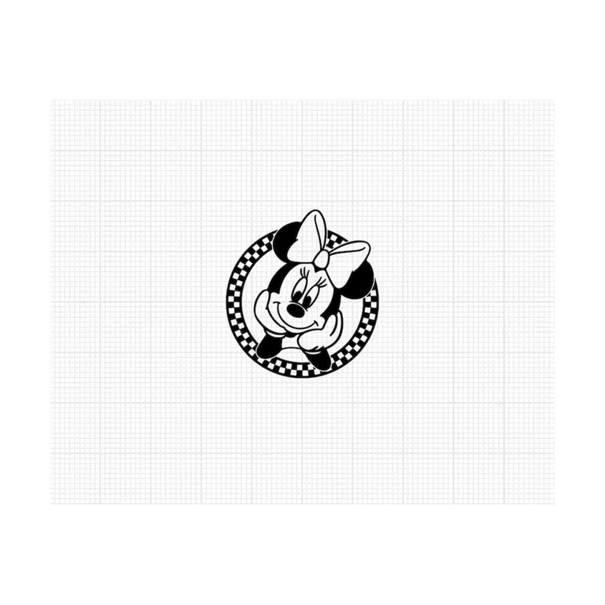 Checkered Minnie Mouse, Movie, Retro, Ears Head Bow, Svg Png | Inspire ...