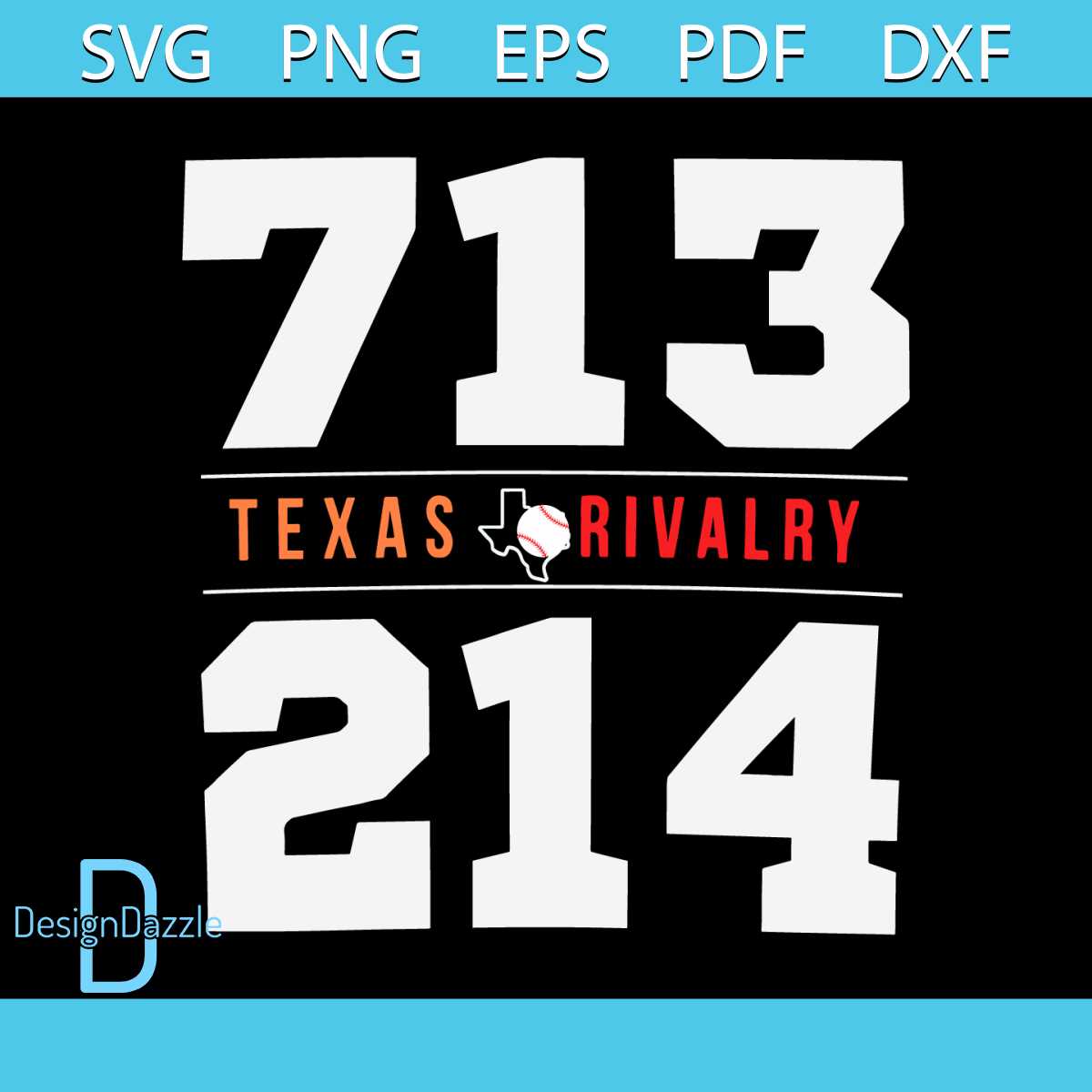 Texas Showdown Rivalry 713 214 SVG Cutting Digital File | Inspire Uplift