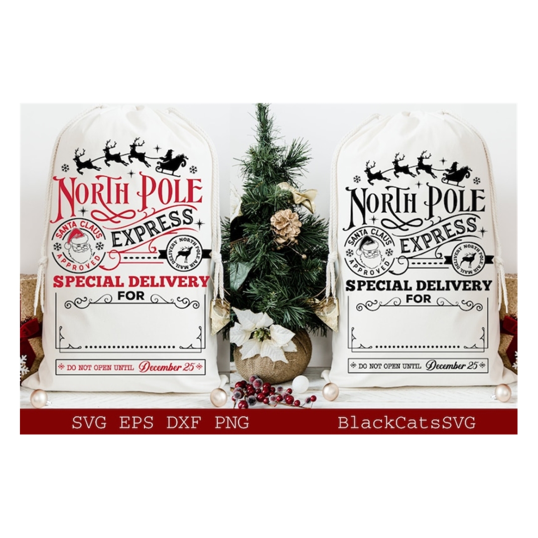 North Pole express svg, Reindeer express svg, Santa Sack SVG | Inspire ...