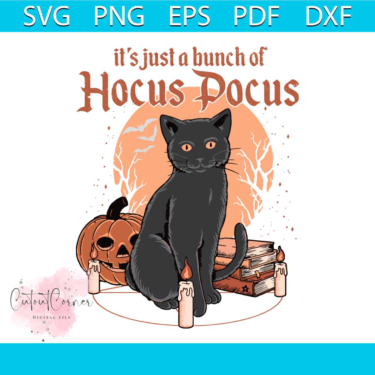Vintage Just A Bunch Of Hocus Pocus Black Cat SVG Download | Inspire Uplift