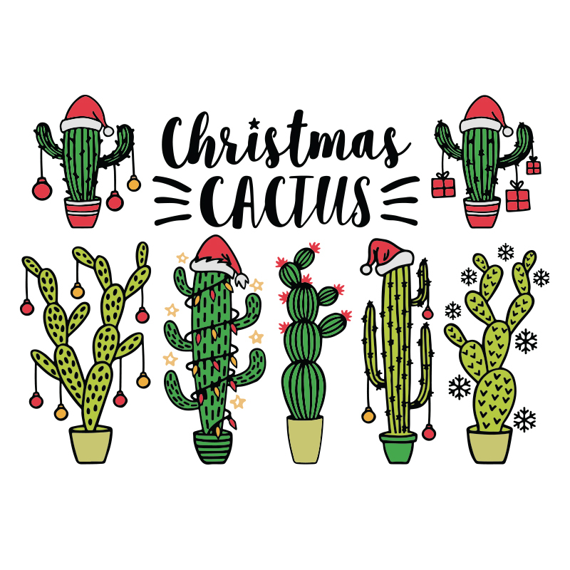 Cactus Christmas trees for Christmas cards, cacti digital cl | Inspire ...