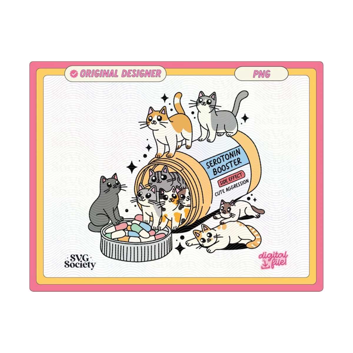 Serotonin Booster Cats PNG File, Super Cute Artsy Creative D | Inspire ...