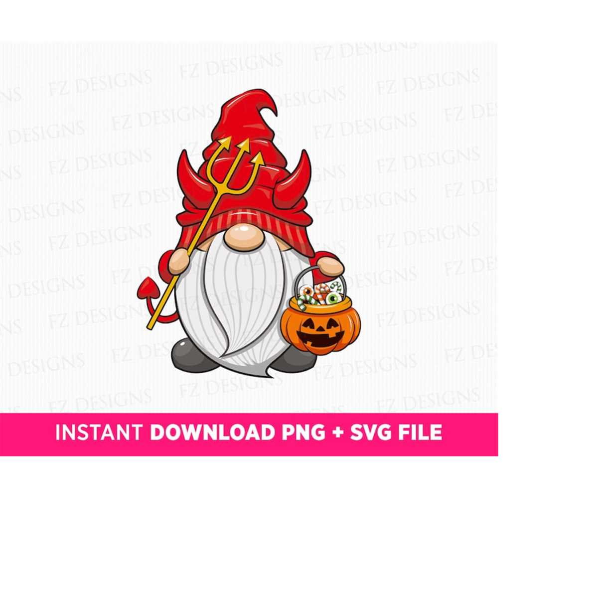Happy Halloween Gnome Svg, Cute Devil Gnome Svg, Trick Or Tr - Inspire ...