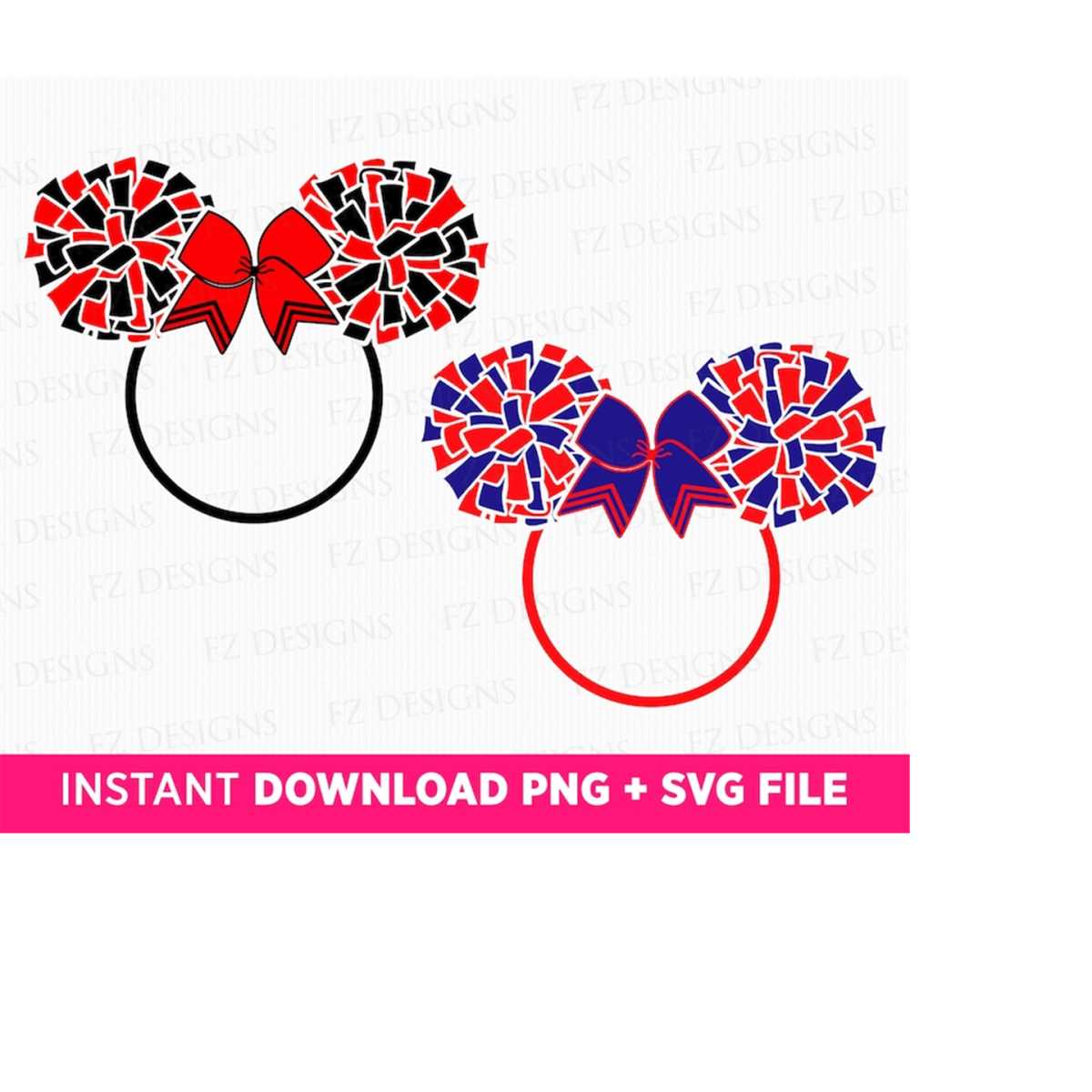 Cheerleader Mouse Head Svg, Pom Pom Mouse Svg, Cheer Girl Sv - Inspire ...
