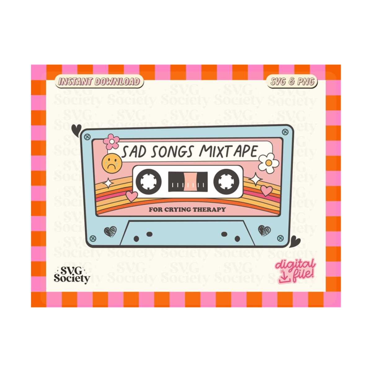 Sad Songs Mixtape Sticker, 90s Cassette Sticker Png, Cute De | Inspire ...