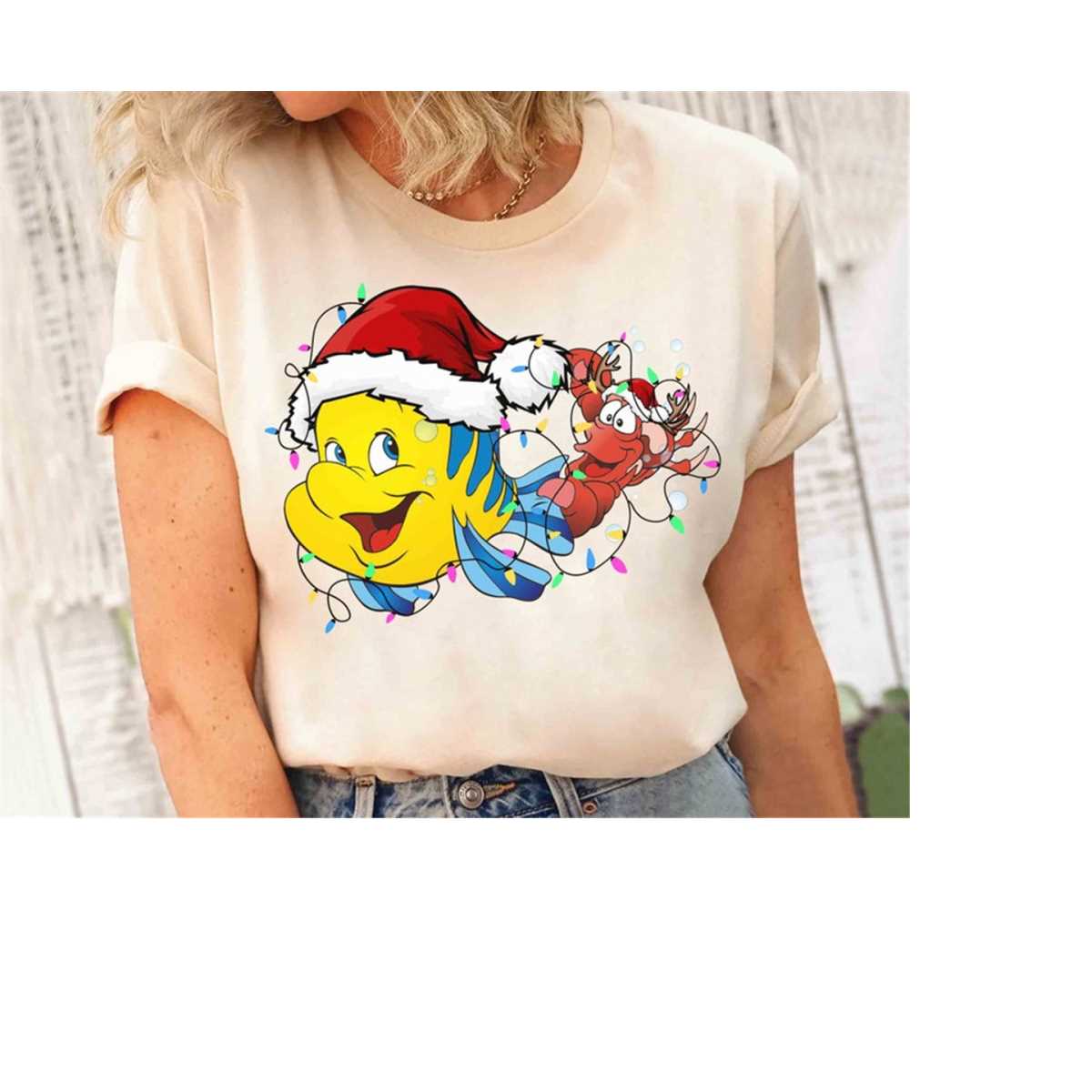 The Little Mermaid Cute Santa Flounder and Sebastian Christm | Inspire ...