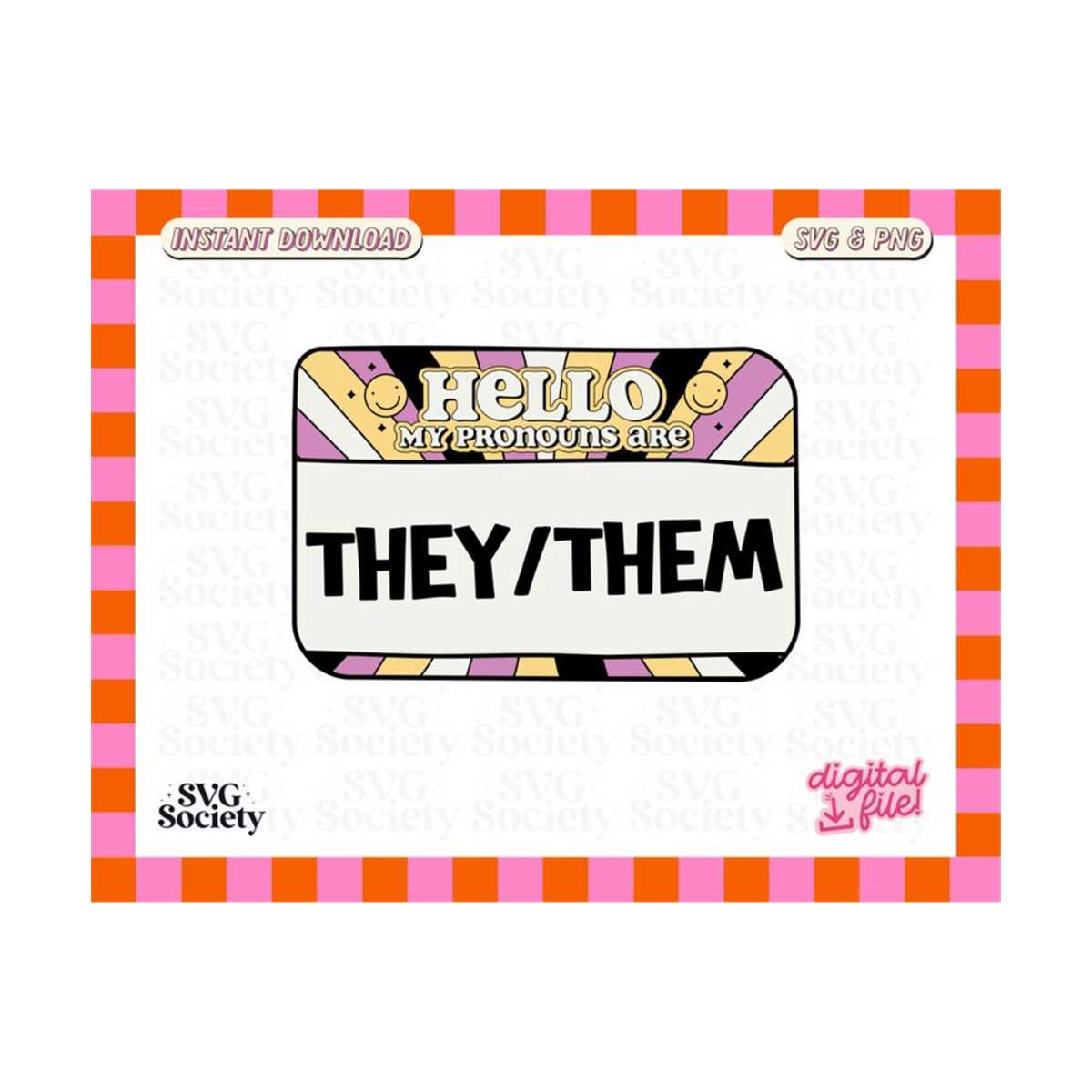 They Them Pronouns SVG PNG Non Binary Svg, Pronouns Svg, Pr | Inspire ...