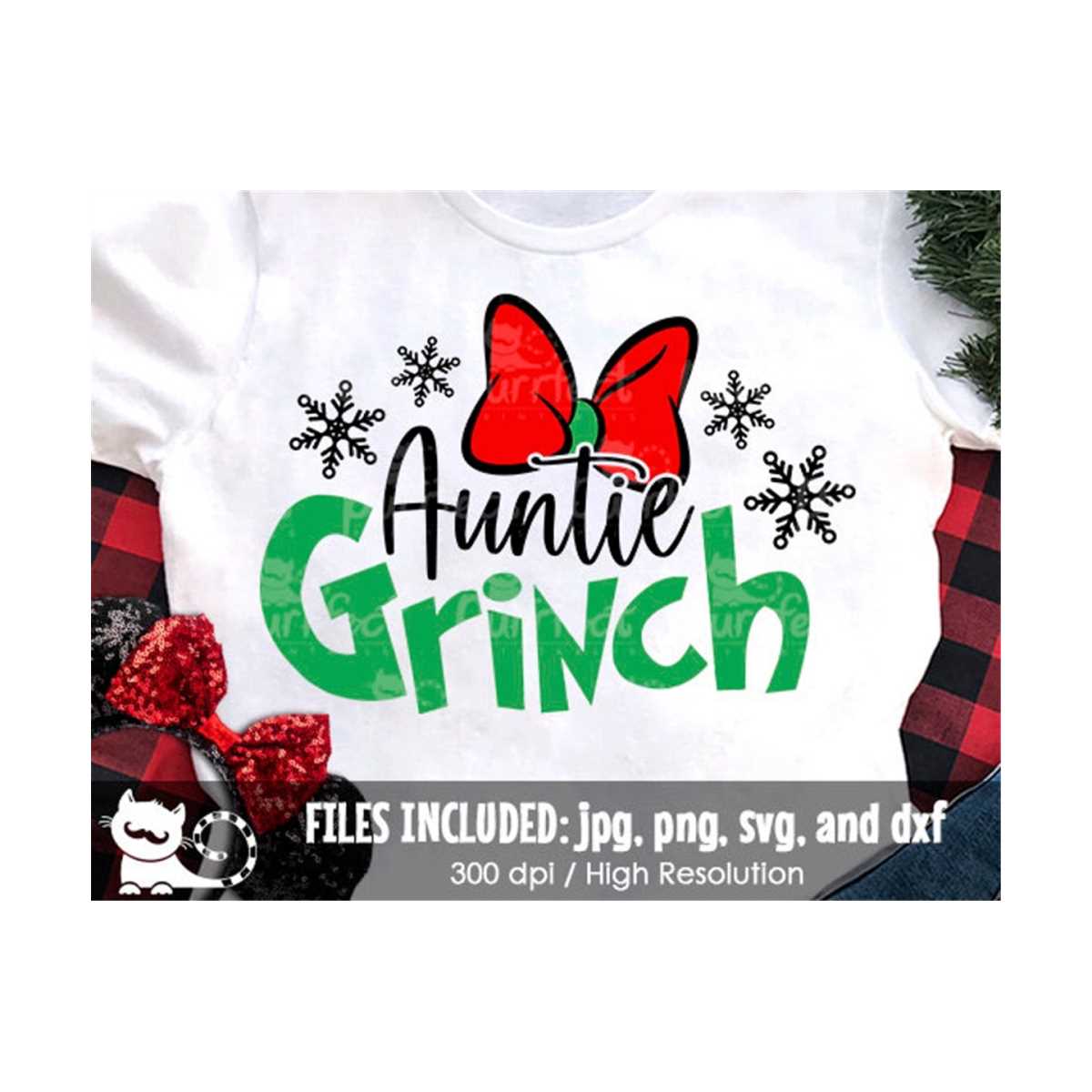 Auntie Grinch SVG, Grinch Christmas Face, Grinch Hand Orname | Inspire ...