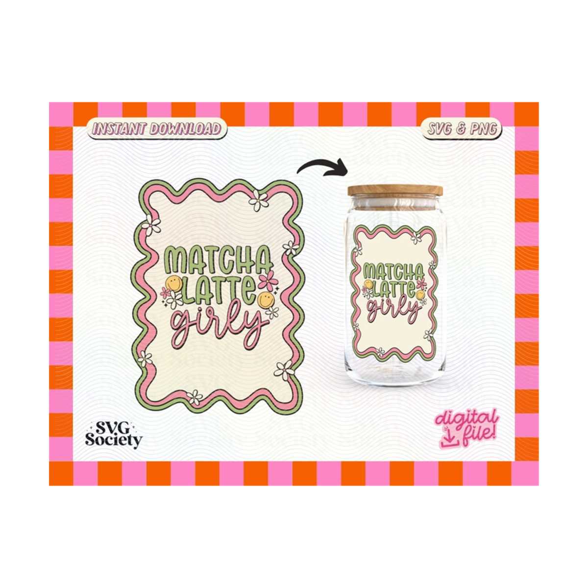 Matcha Latte Girly, SVG and PNG File, Cute Groovy Trendy Lib | Inspire ...