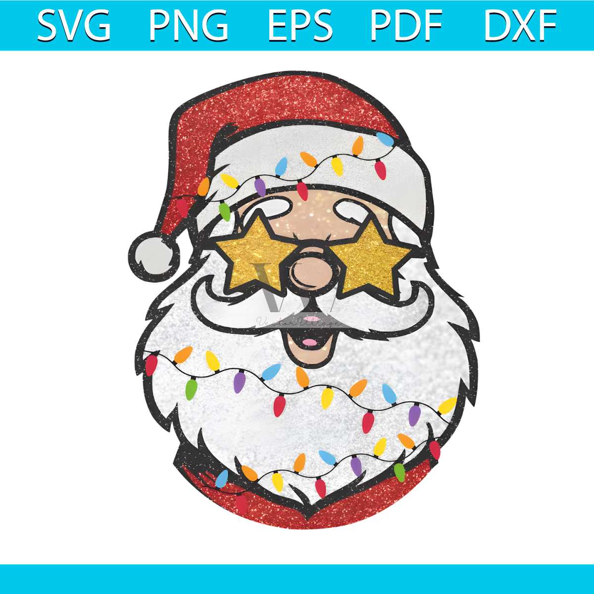 Funny Santa Face Christmas Glitter PNG Sublimation Download | Inspire ...