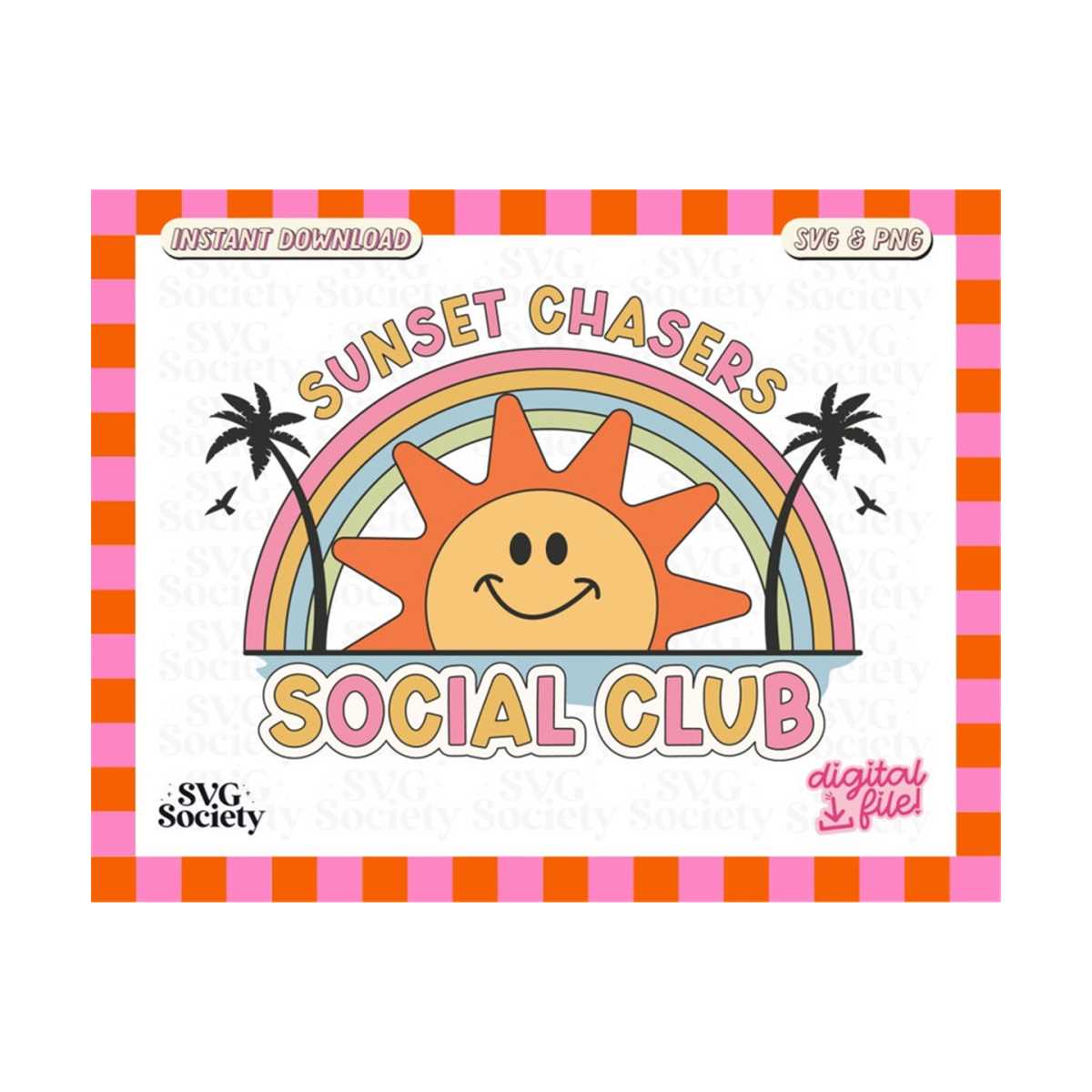 Sunset Chasers Social Club SVG PNG, Trendy and Cute Summer A | Inspire ...