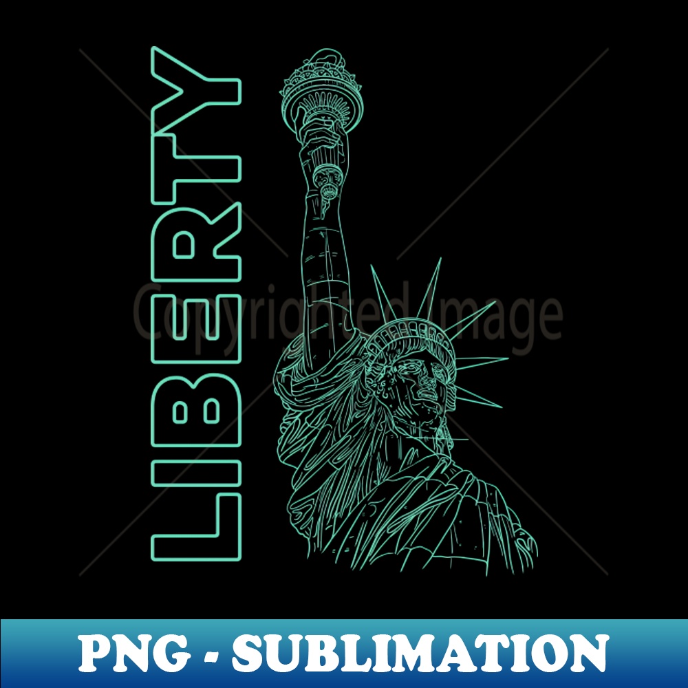 Liberty and the Statue of Liberty in a green line drawing de | Inspire ...