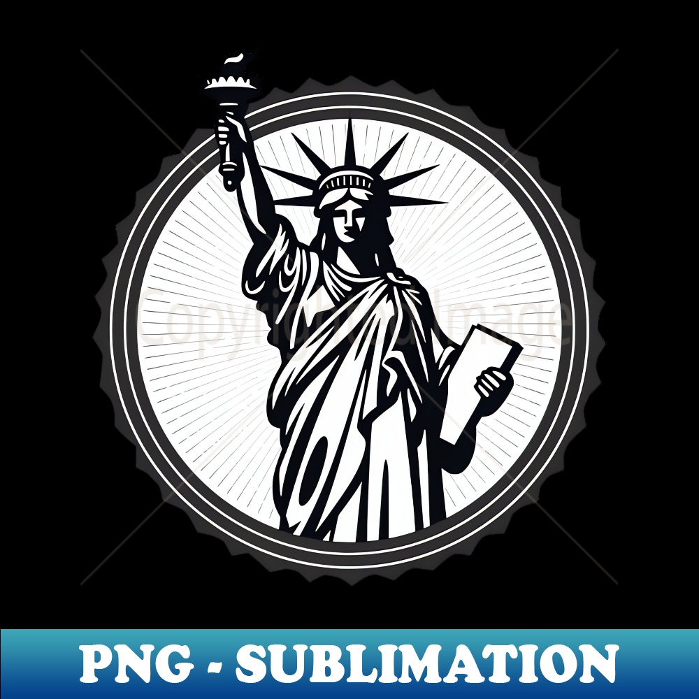 Black and white Statue of Liberty Emblem - Elegant Sublimati | Inspire ...