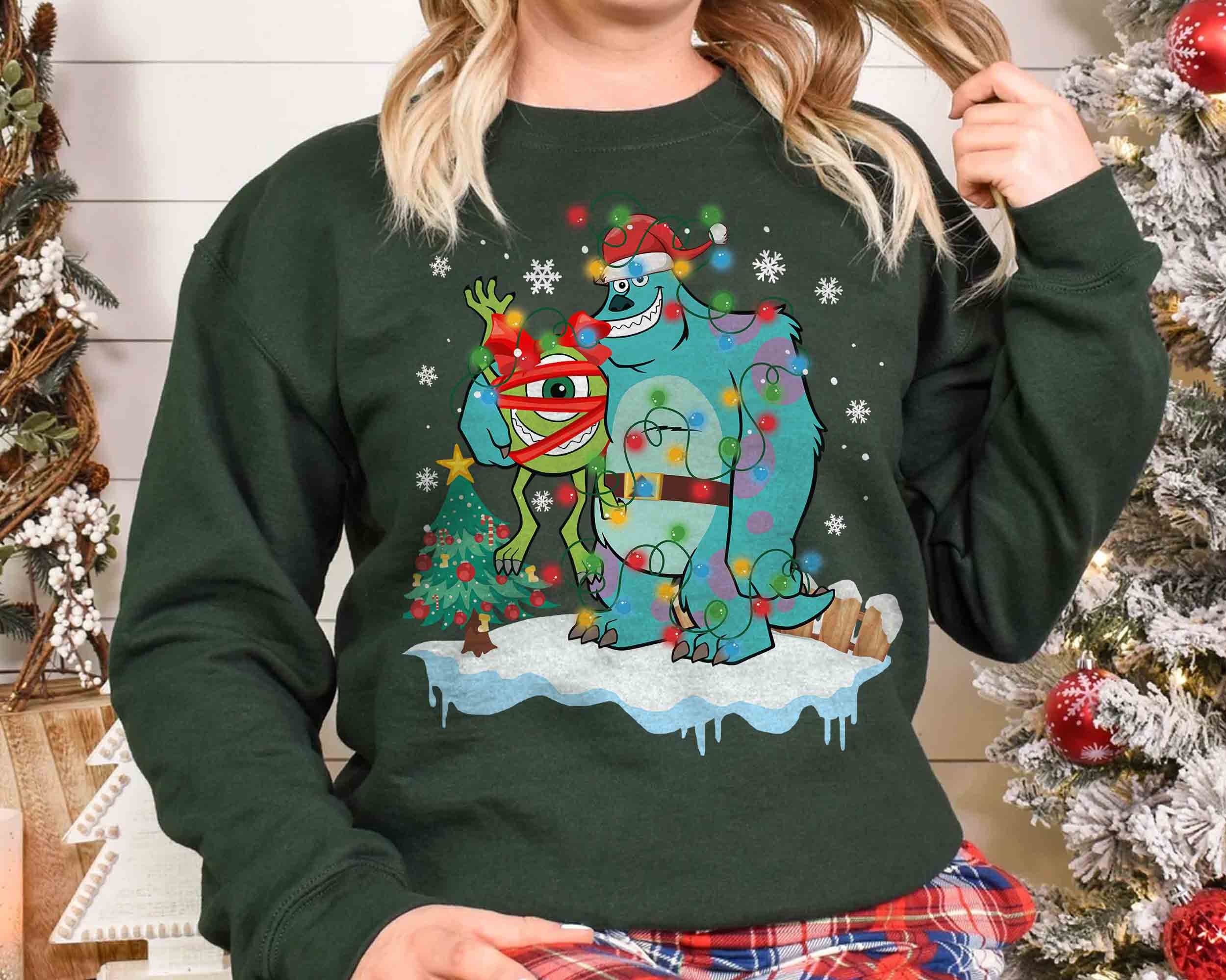 Monsters Inc Mike Present And Santa Sully Christmas Light T- - Inspire ...