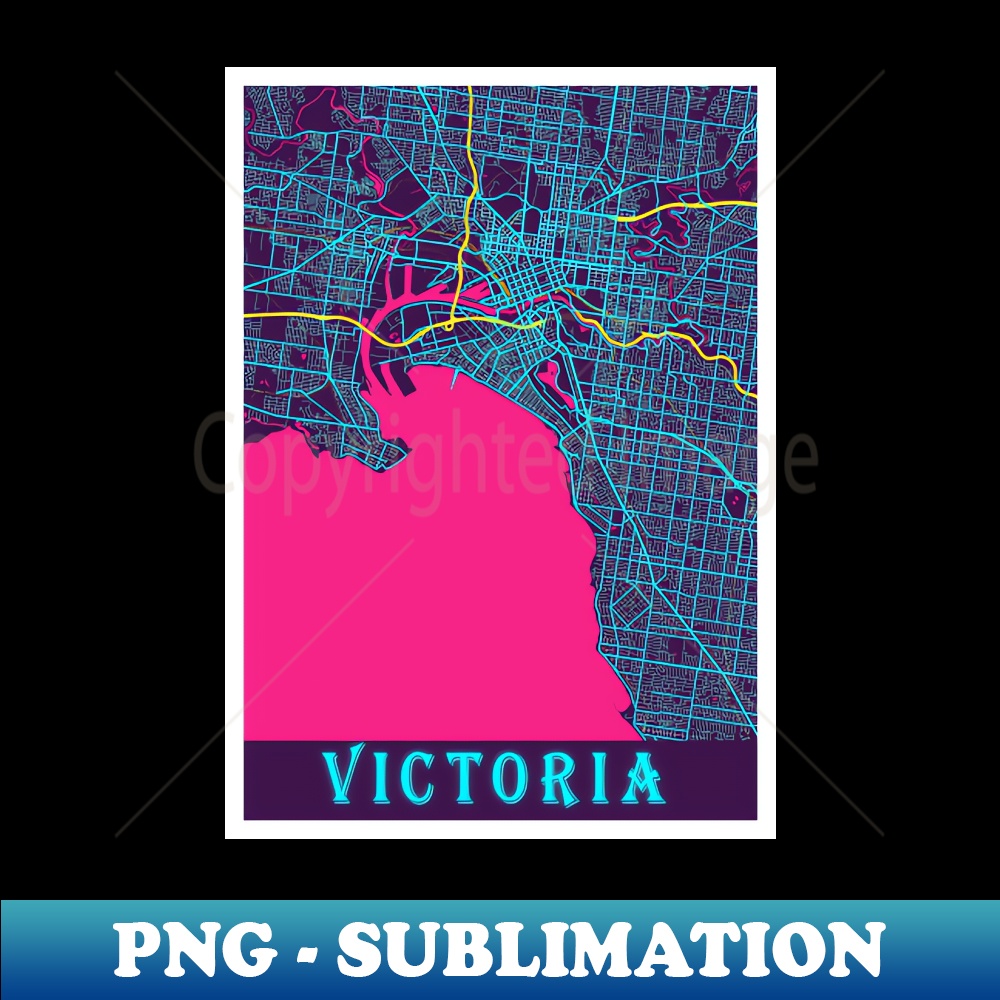 Victoria Neon City Map Victoria Minimalist City Map Art Prin - Inspire ...