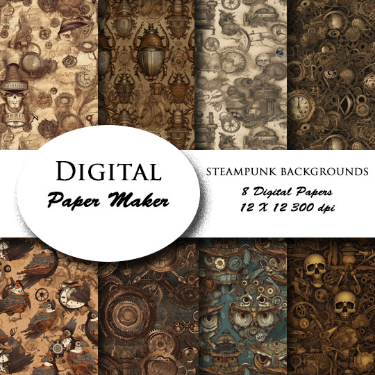Steampunk Digital Paper to use for scrapbooking, clipart, ba - Inspire ...