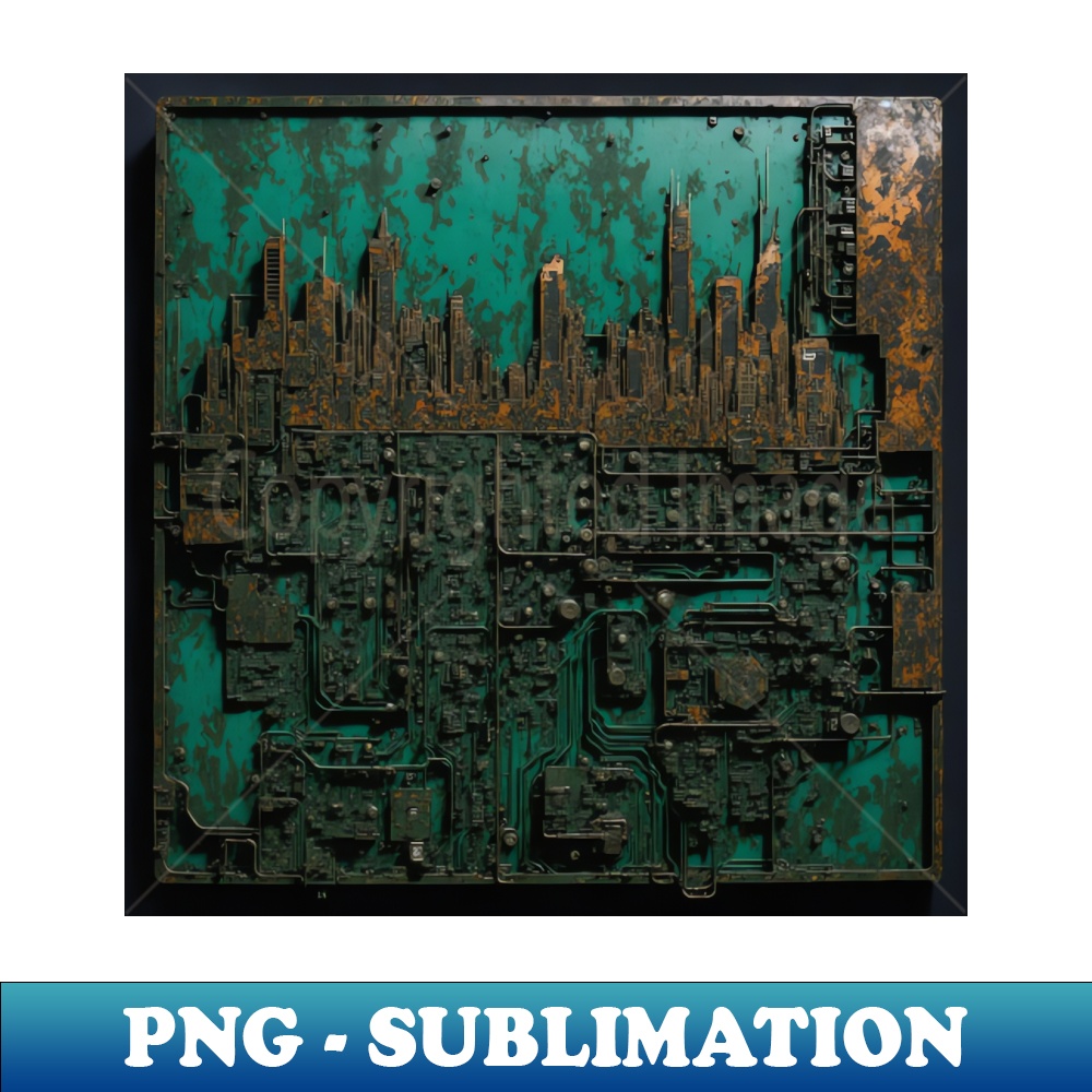 Circuit Board Cityscape - Sublimation-Ready PNG File - Add a - Inspire ...
