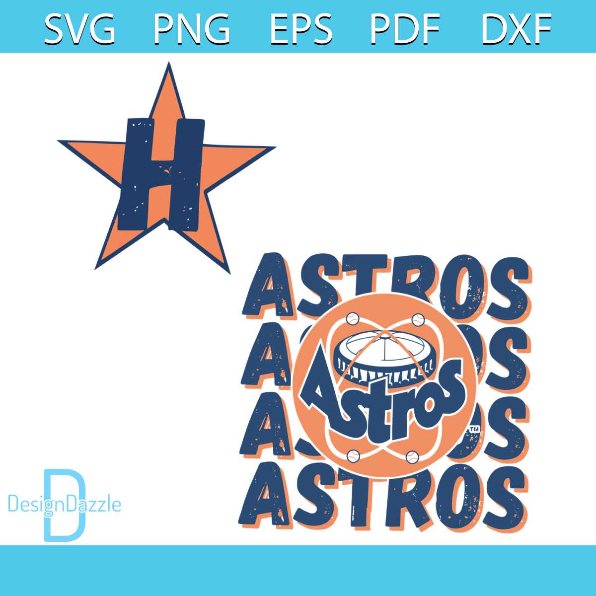 Retro Houston Astros Baseball MLB SVG Cutting Digital File | Inspire Uplift