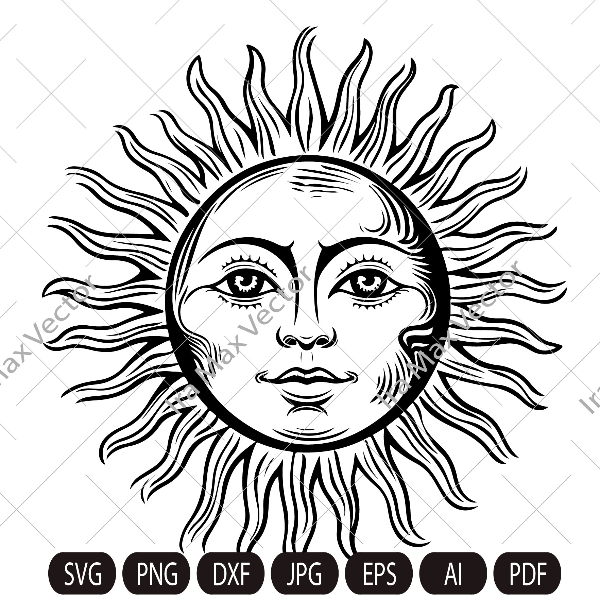SUN FACE SVG,Sun printable, Sun vector, Sun silhouette, Svg | Inspire ...