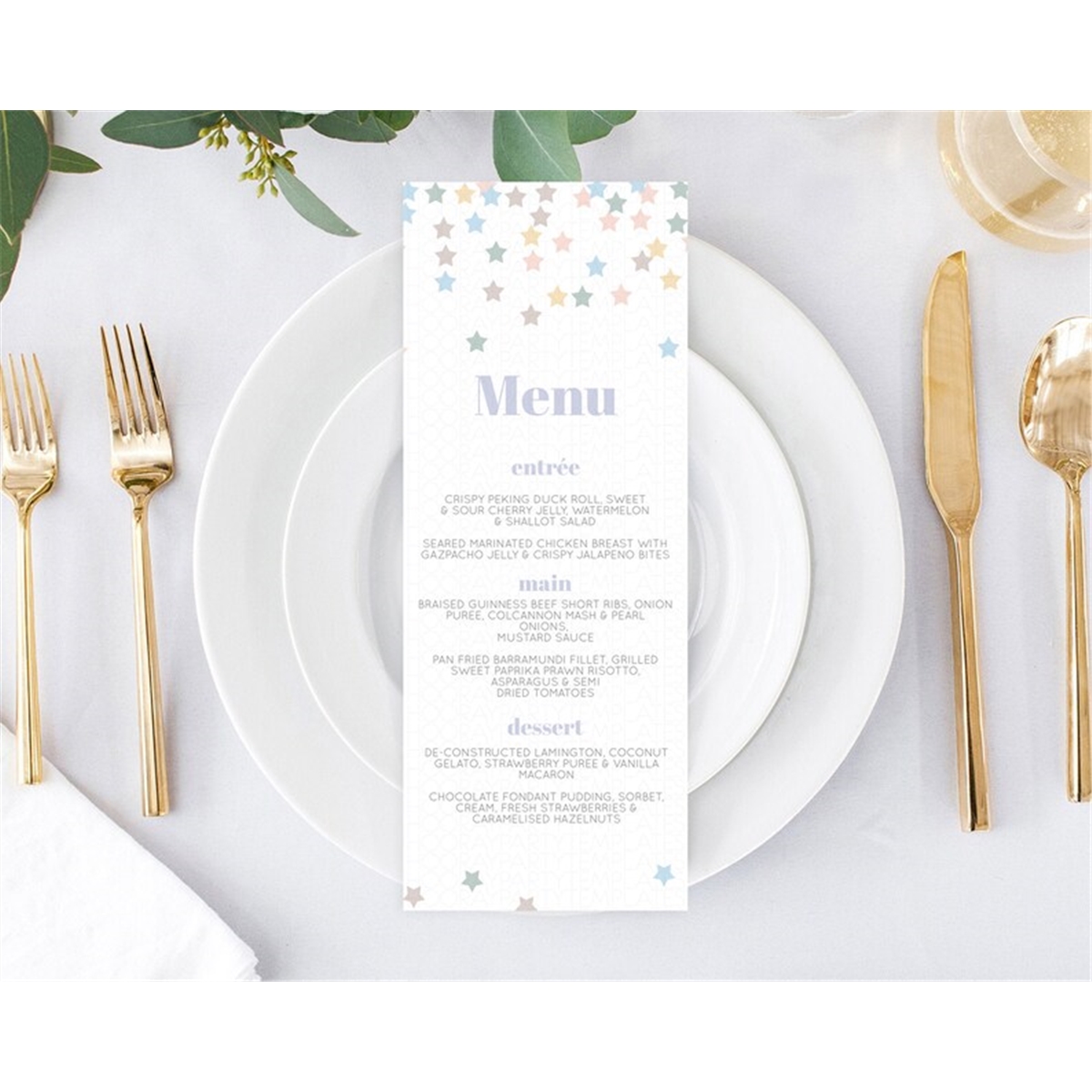 Star Menu Template Pastel Stars Menu Shooting Star Twinkle L | Inspire ...