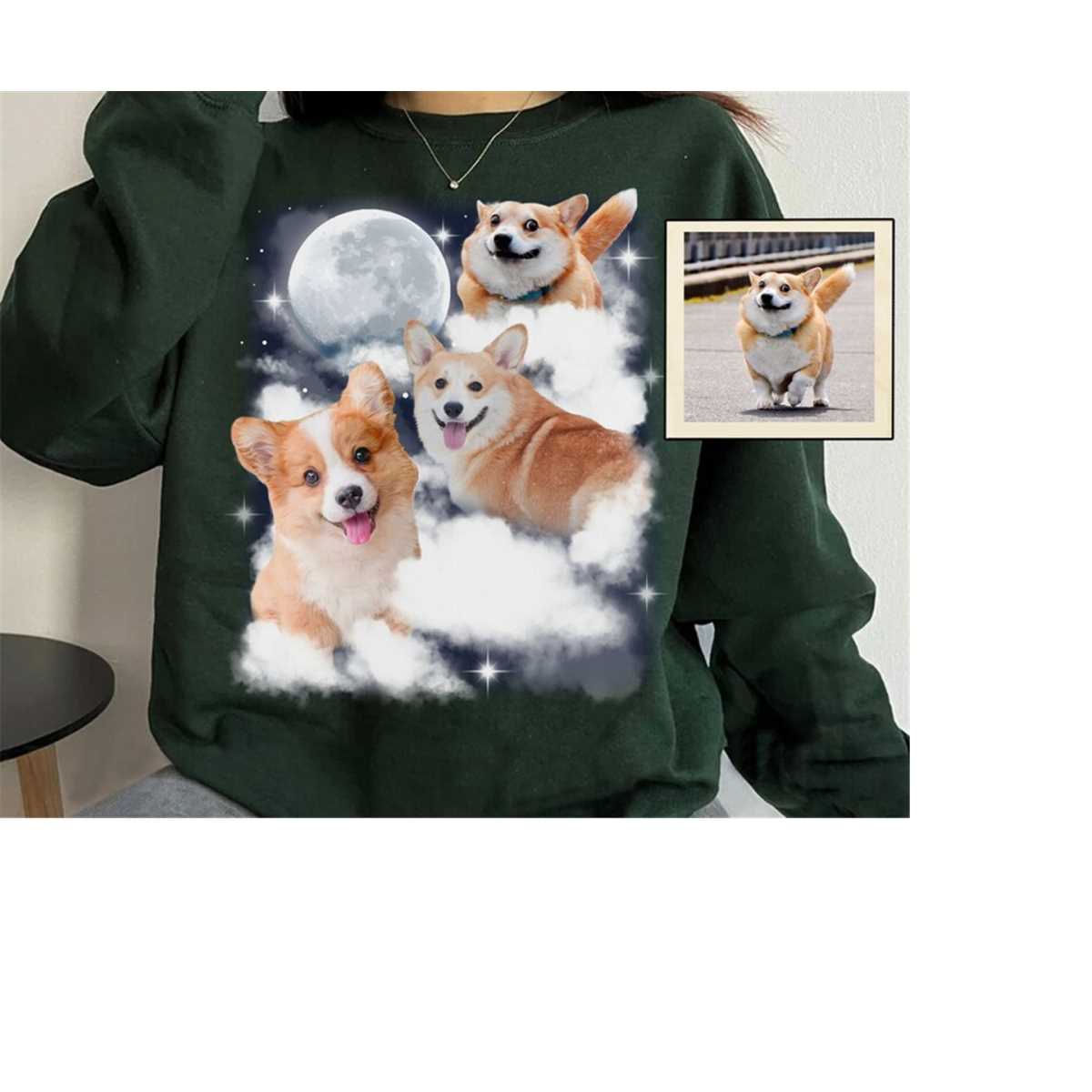 Cute Corgi With Moon Custom Your Own Photo Unisex T-shirt, P | Inspire ...
