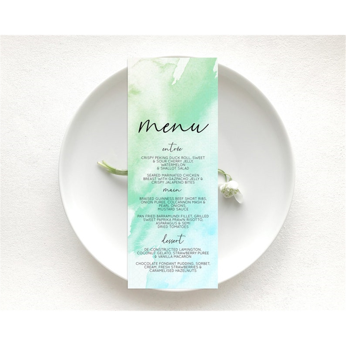 Green Menu Green Watercolor Menu Template Pastel Green Table - Inspire ...