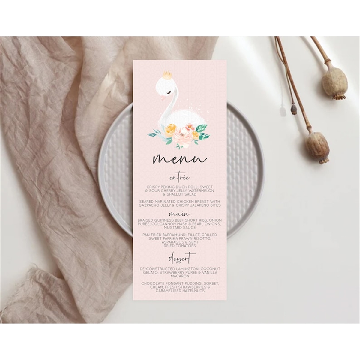 Swan Menu Swan Princess Ballet Menu Template Enchanted Swan - Inspire ...