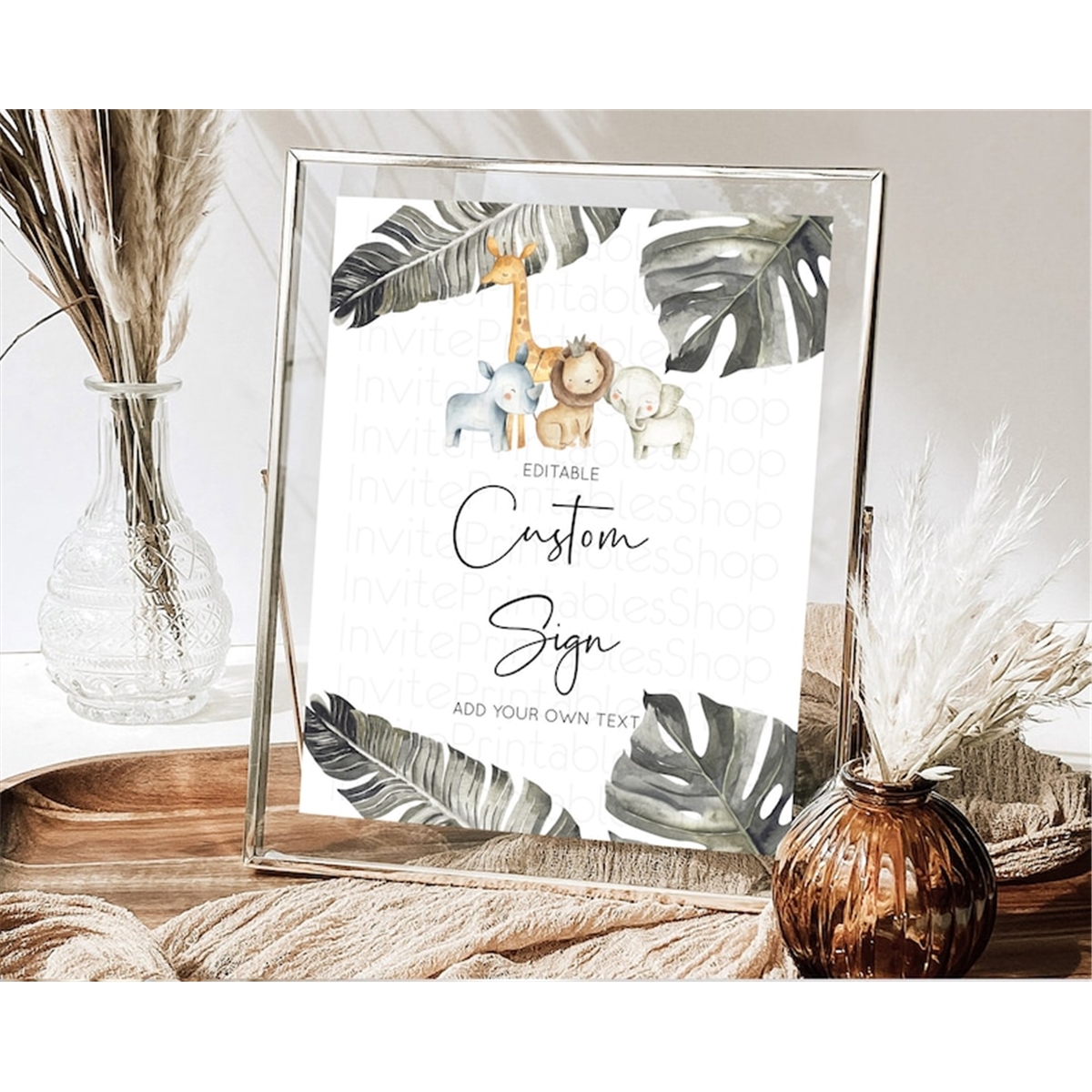 Safari Adventure Table Sign Decor Lion Gorilla Elephant Rhin | Inspire ...
