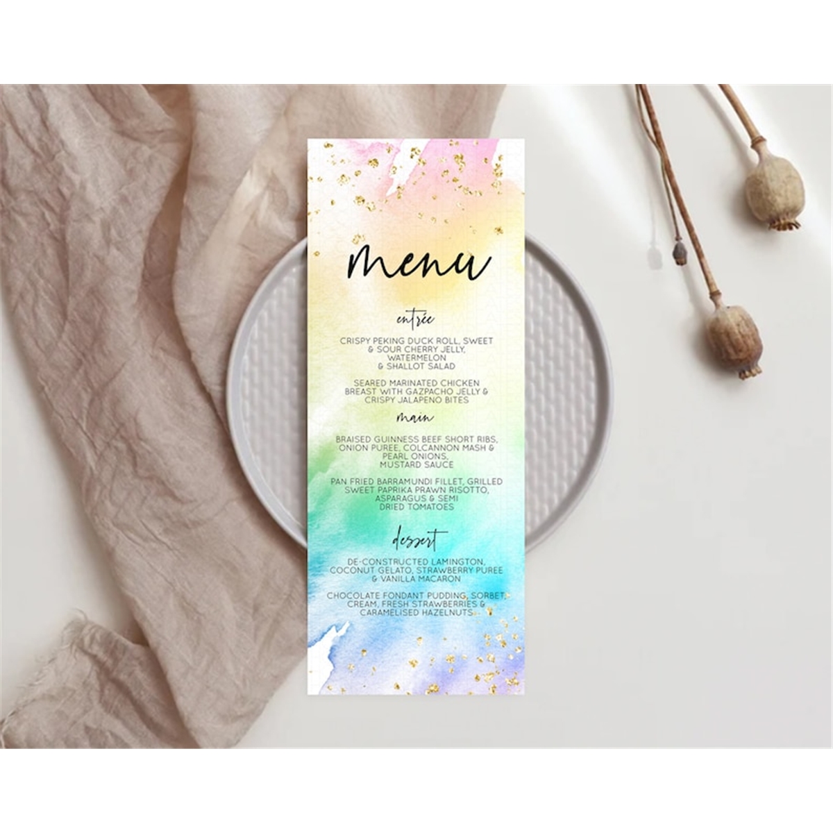 Pastel Menu Pastel Rainbow Menu Template Colorful Pastel Tab | Inspire ...
