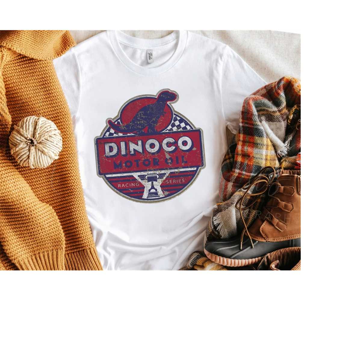 Disney Pixar Cars Dinoco Motor Oil Faded Sign Vintage Shirt, | Inspire ...